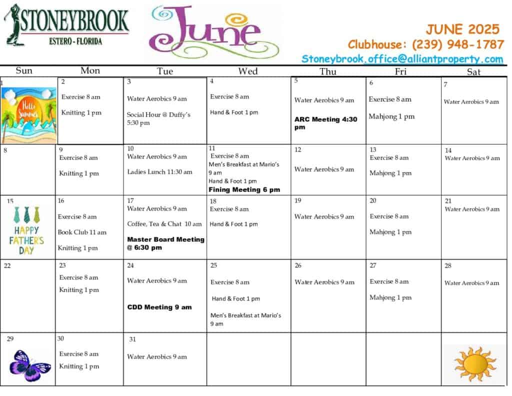 May & June Calendar - Stoneybrook